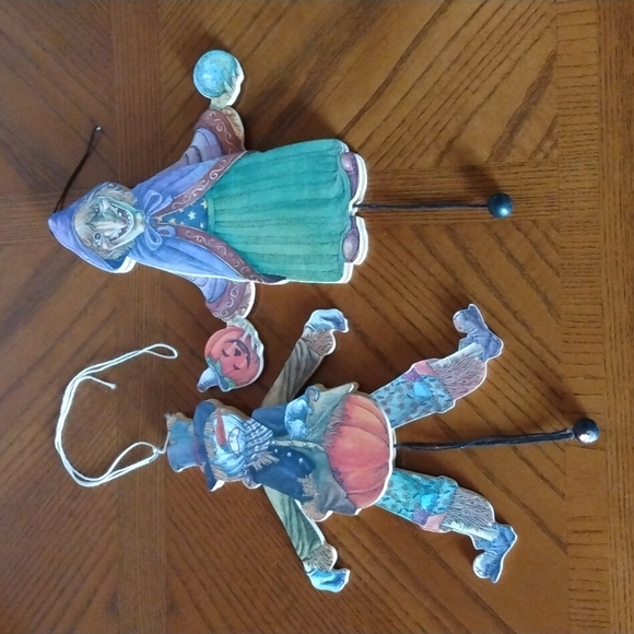 Other | Witch And Scarecrow Wood Moveable Puppets | Poshmark